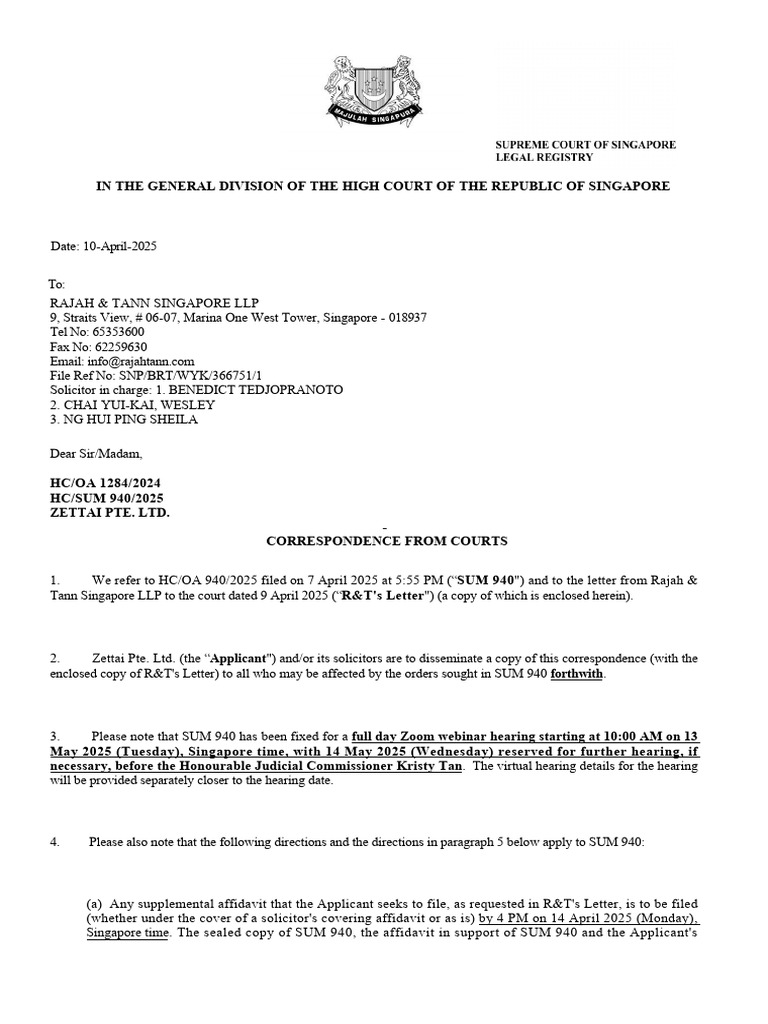 SUM 940 Hearing Details and Directions | PDF | Affidavit | Justice