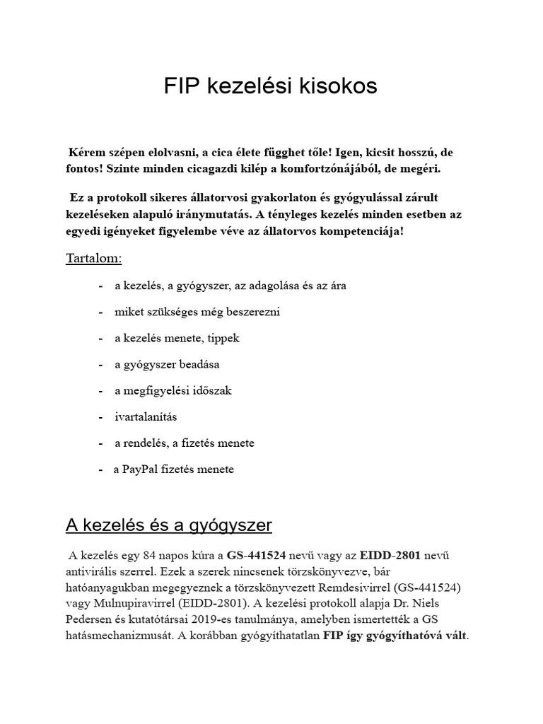 FIP Kezelési Kisokos | PDF