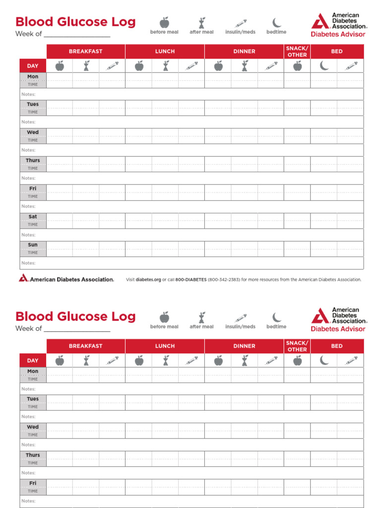 Blood Glucose Log Template | PDF