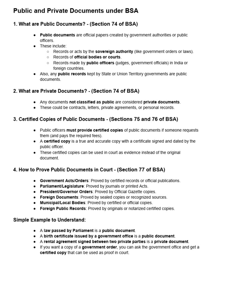 Public and Private Documents - Sec 74-77 BSA | PDF | Civil Law (Common ...