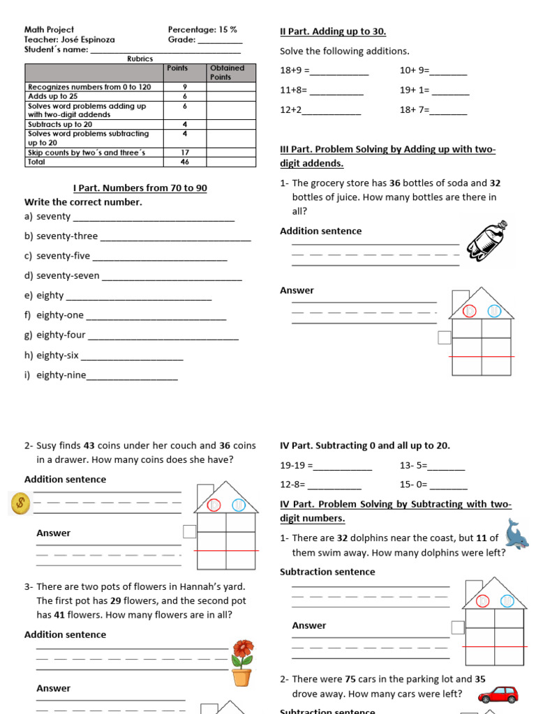 Math Project 1 First Grade - 2025 | PDF | Elementary Mathematics ...