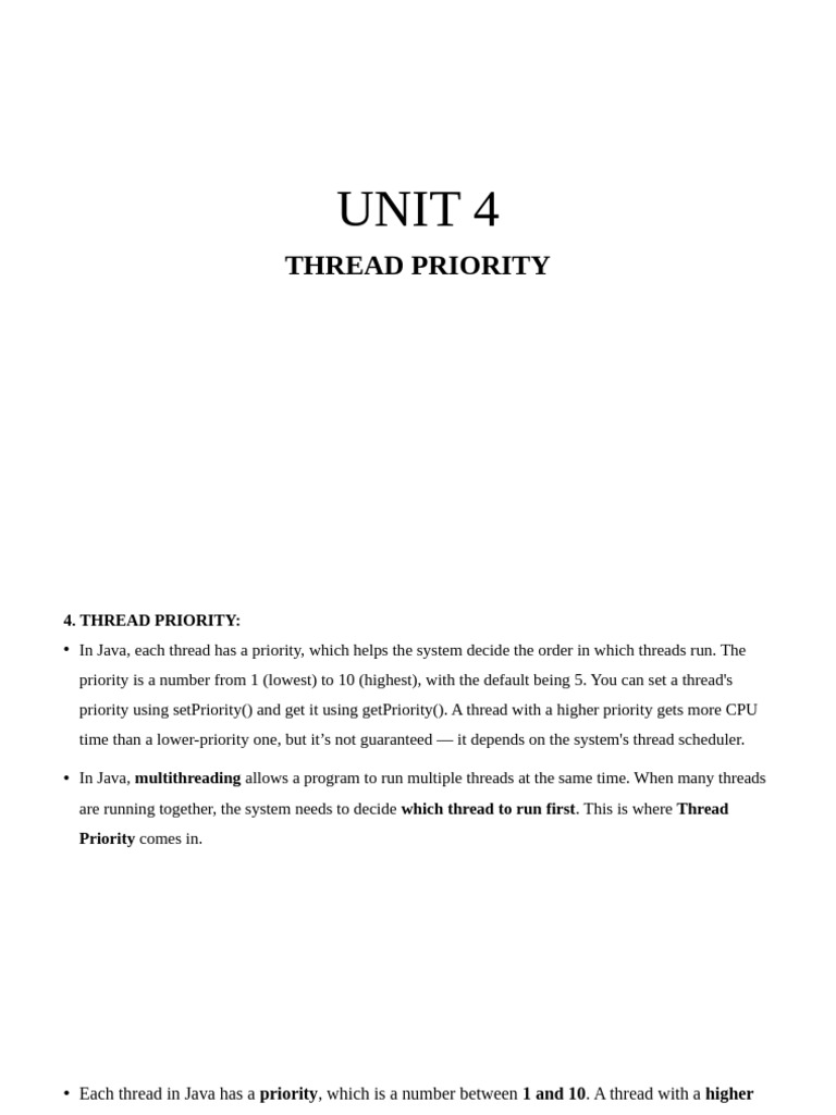 Unit 4 Thread Priority | PDF