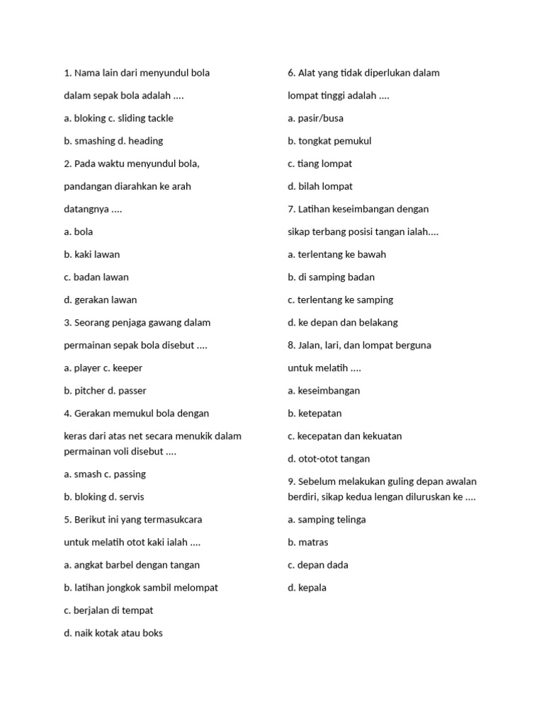 Sas Pjok Kelas 5 2025 | PDF