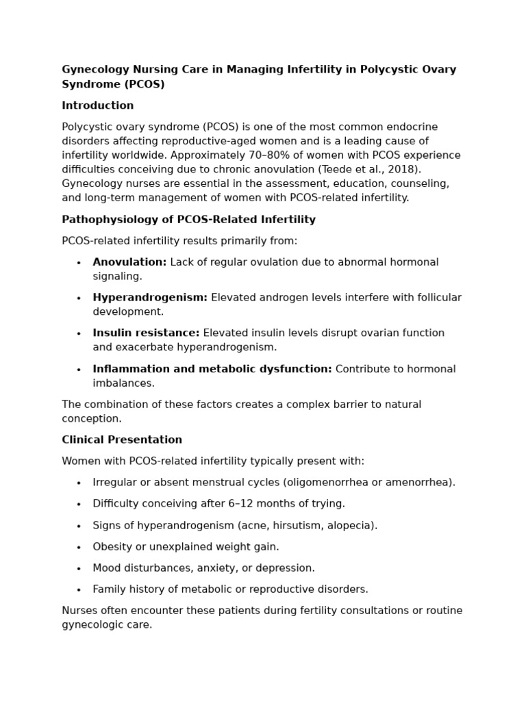 Gynecology Nursing Care in Managing Infertility in Polycystic Ovary ...