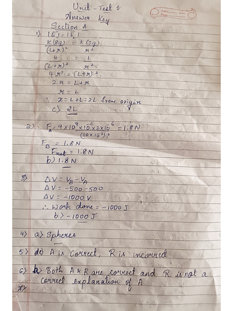 Unit Test 1 Answer Key Pdf