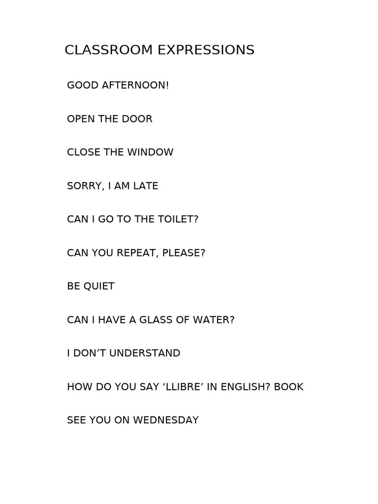 Classroom Expressions | PDF