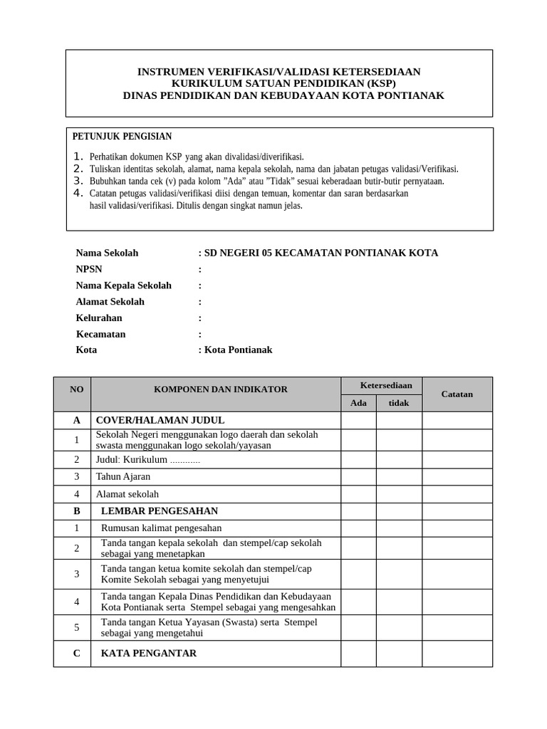 Instrumen Validasi KSP 2025 | PDF