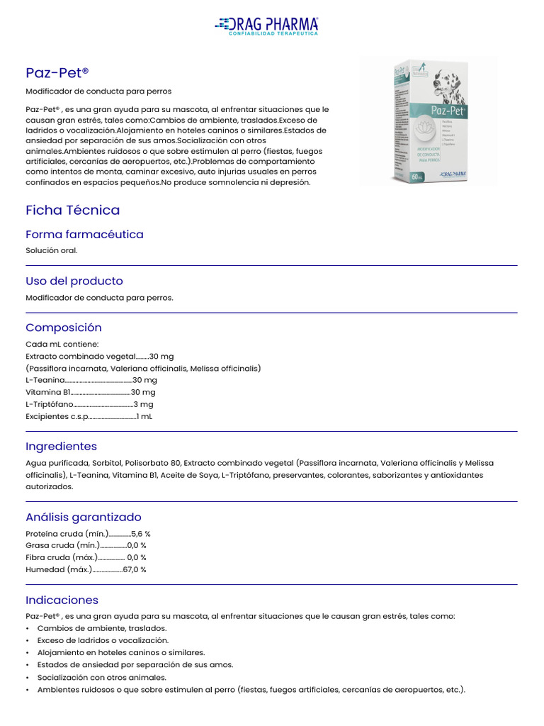Paz-Pet® - Drag Pharma | PDF | Perros