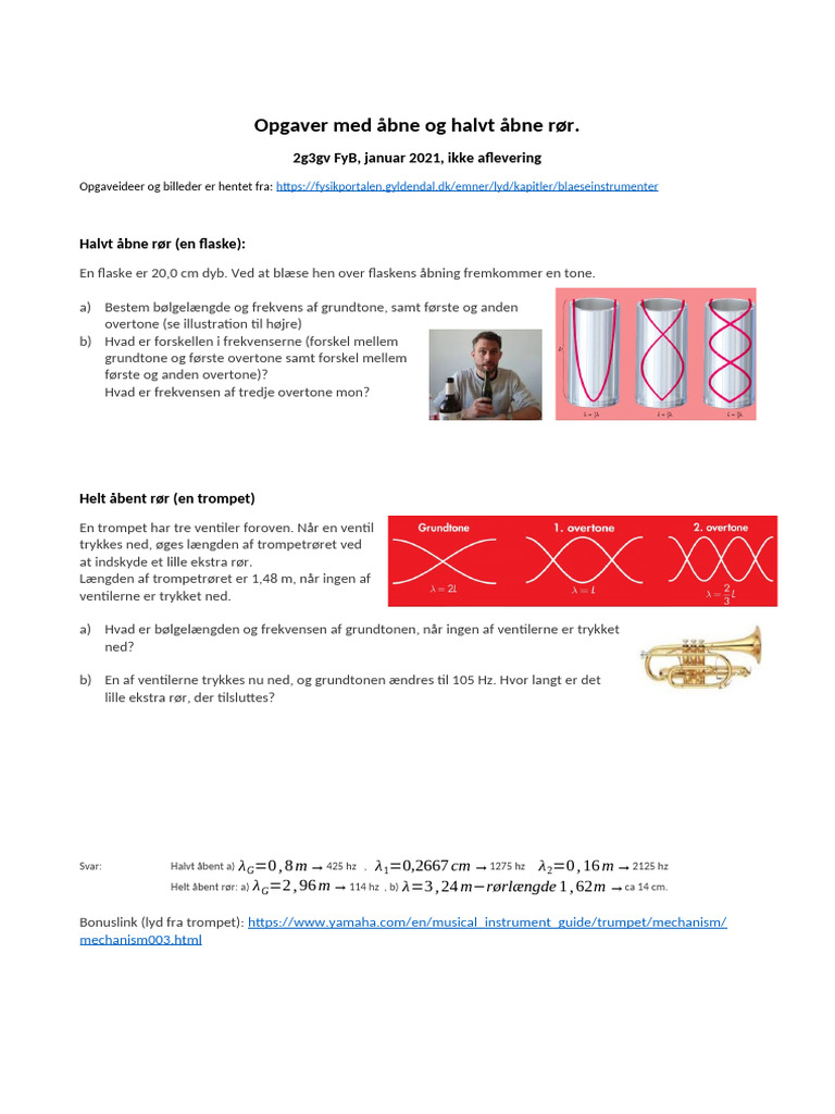 Opgaver Med Åbne Og Halvt Åbne Rør | PDF