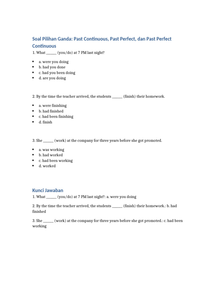 Past Tense Multiple Choice | PDF