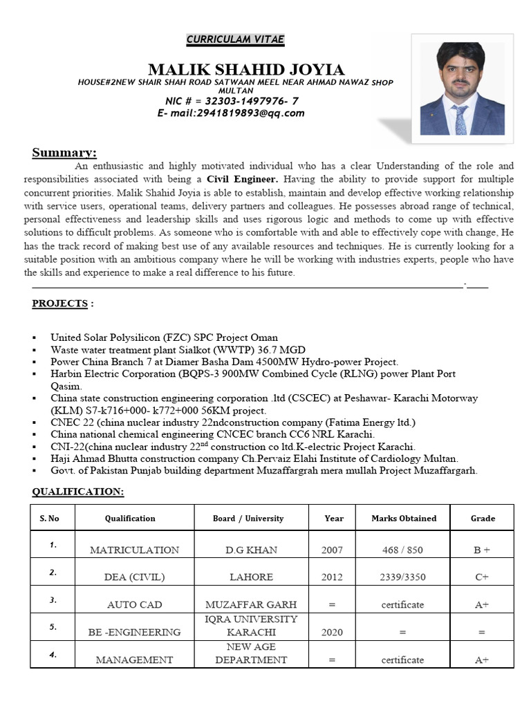 MR Shahid Anjum Joyia Resume Oman - 2 | PDF