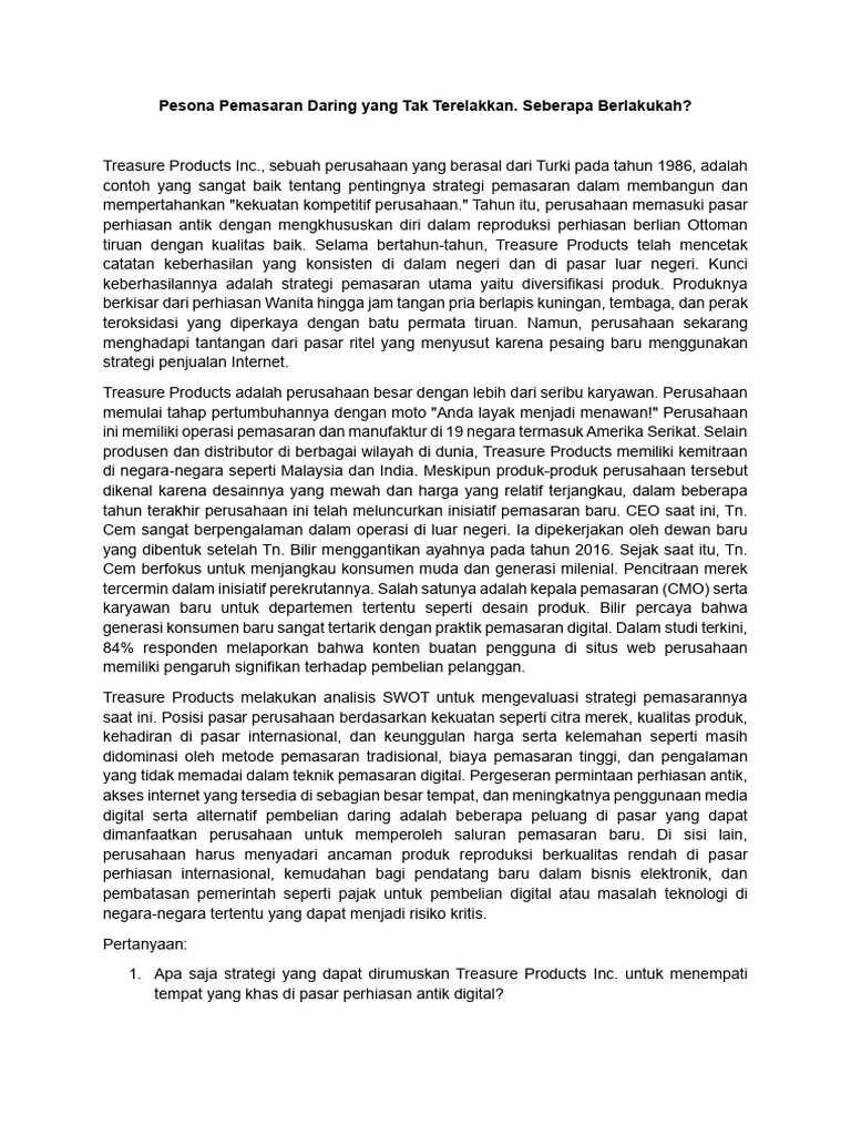 Case - Pesona Pemasaran Daring Yang Tak Terelakkan | PDF