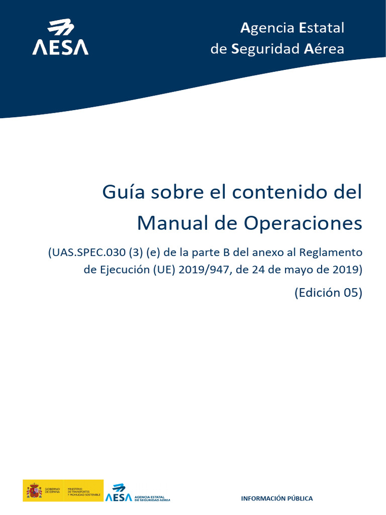 Guía para el Manual de Operaciones UAS | PDF | Seguridad de la aviación