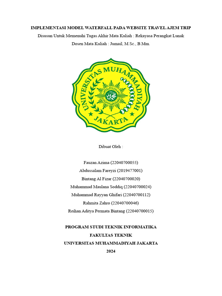 Implementasi Model Waterfall Pada Website Travel Ajem Trip | PDF