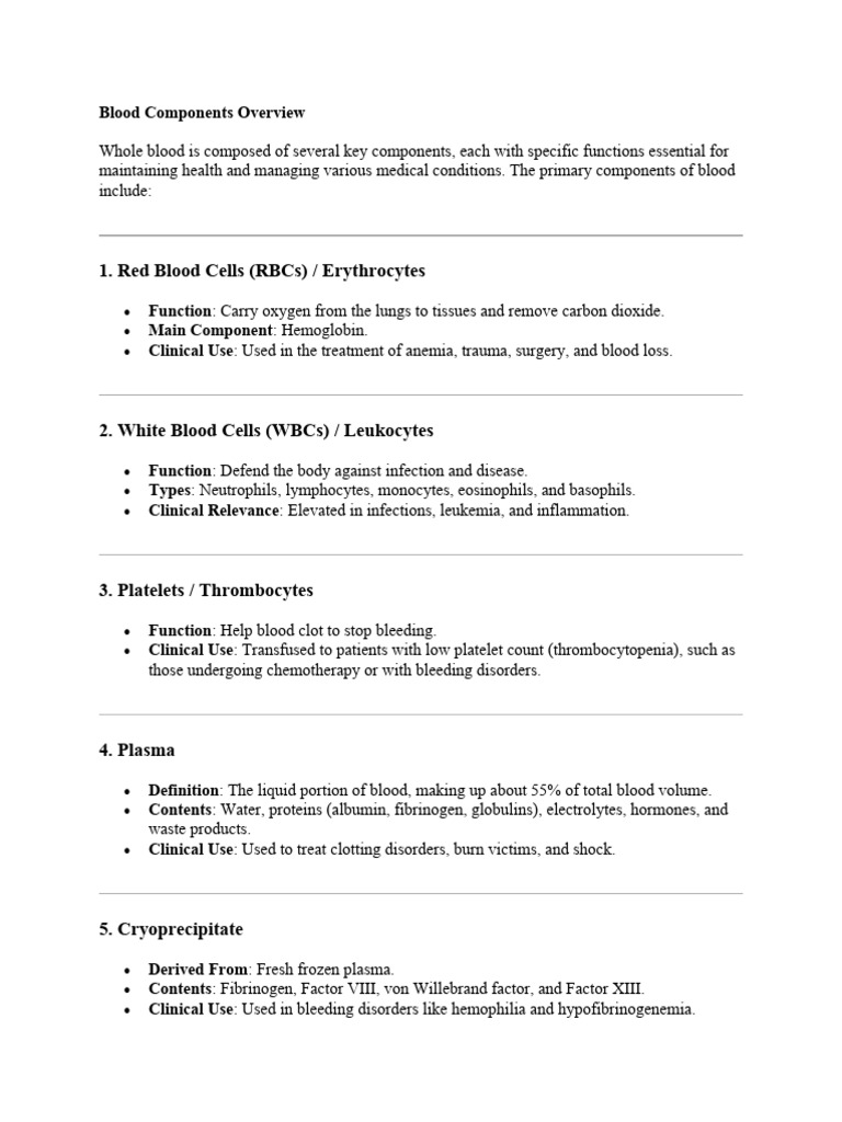Blood Comp | PDF