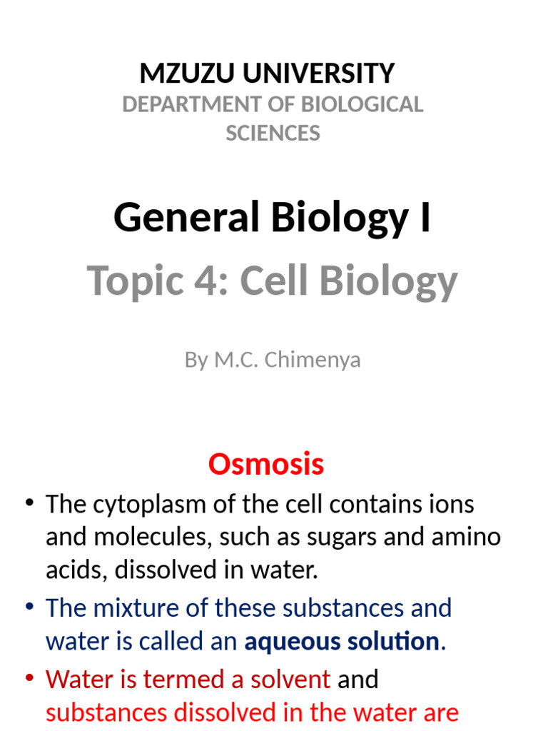 BIOL 1101 General Biology I - Topic 4 - 6 | PDF | Osmosis | Cell Membrane