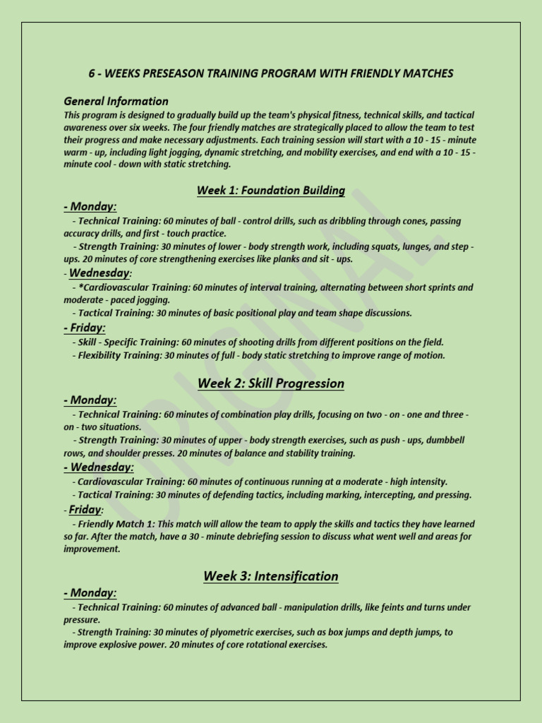 Preseason Training Program | PDF | Strength Training | High Intensity ...