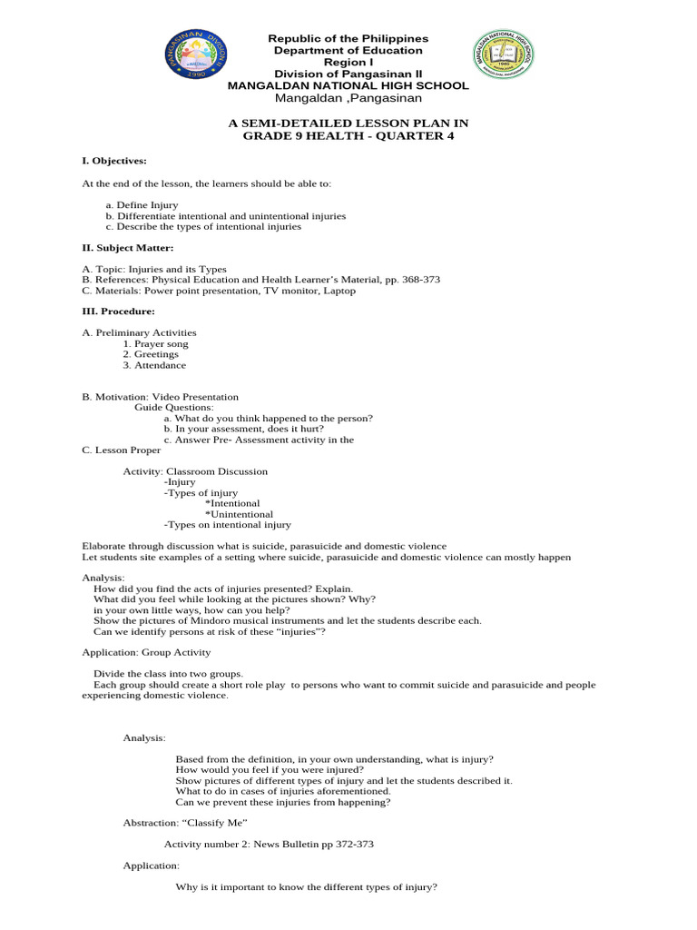 Semi Detailed Lesson Plan Grade 9 Health For EDIT | PDF | Bullying ...