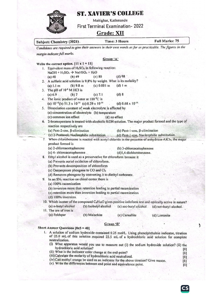 XII 1st Term 2022 | PDF