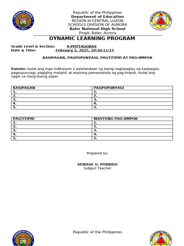 Dynamic Learning Program: Department of Education | PDF