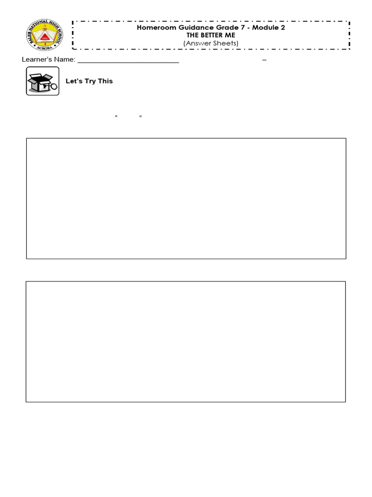 HGP G7 Q1 M2 Answersheets | PDF