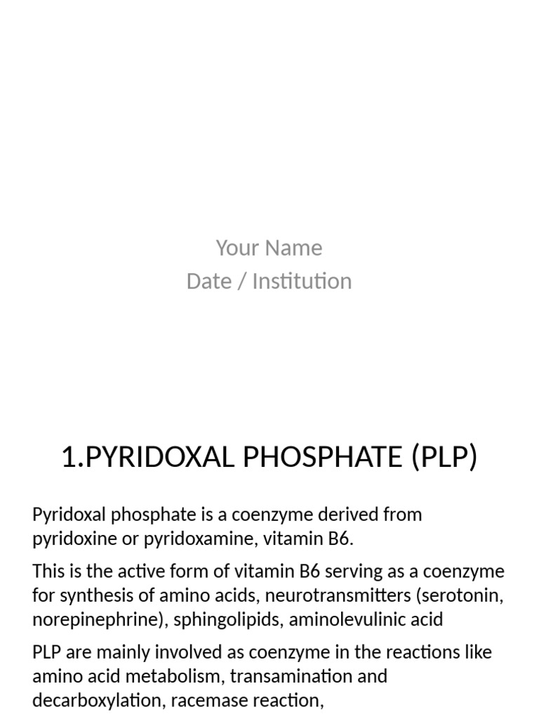 Coenzymic Action of PLP | PDF