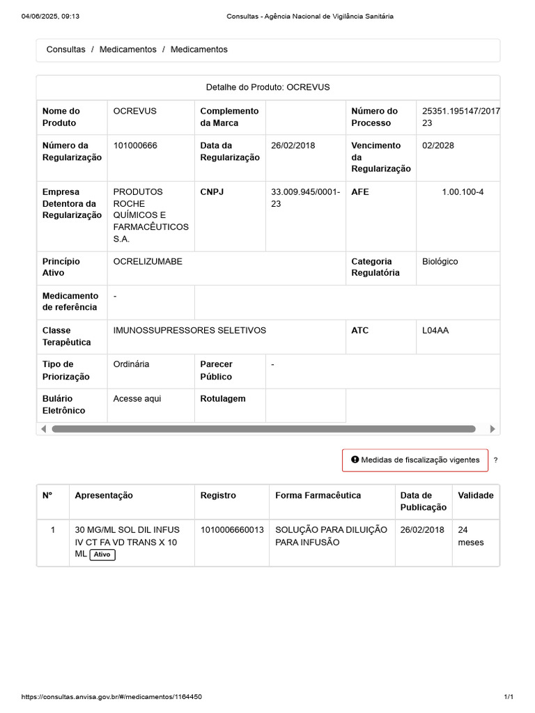 OCREVUS: Informações e Registro | PDF | Indústria farmacêutica ...