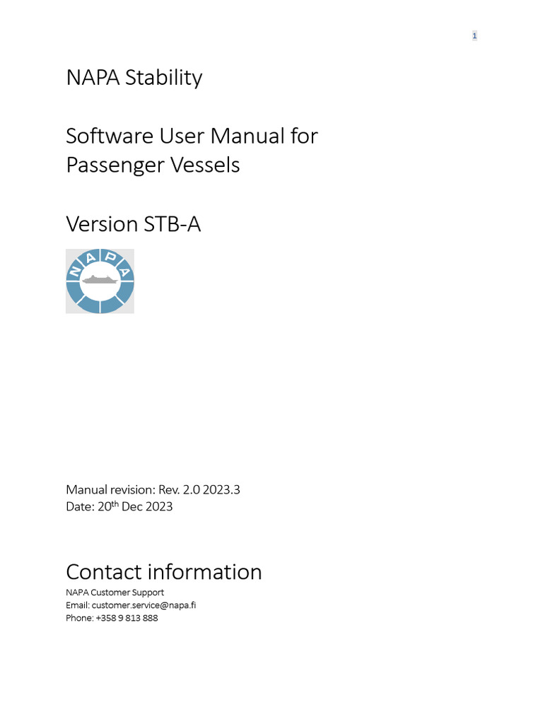 NAPA Stability Software User Manual | PDF | Ships | Naval Architecture