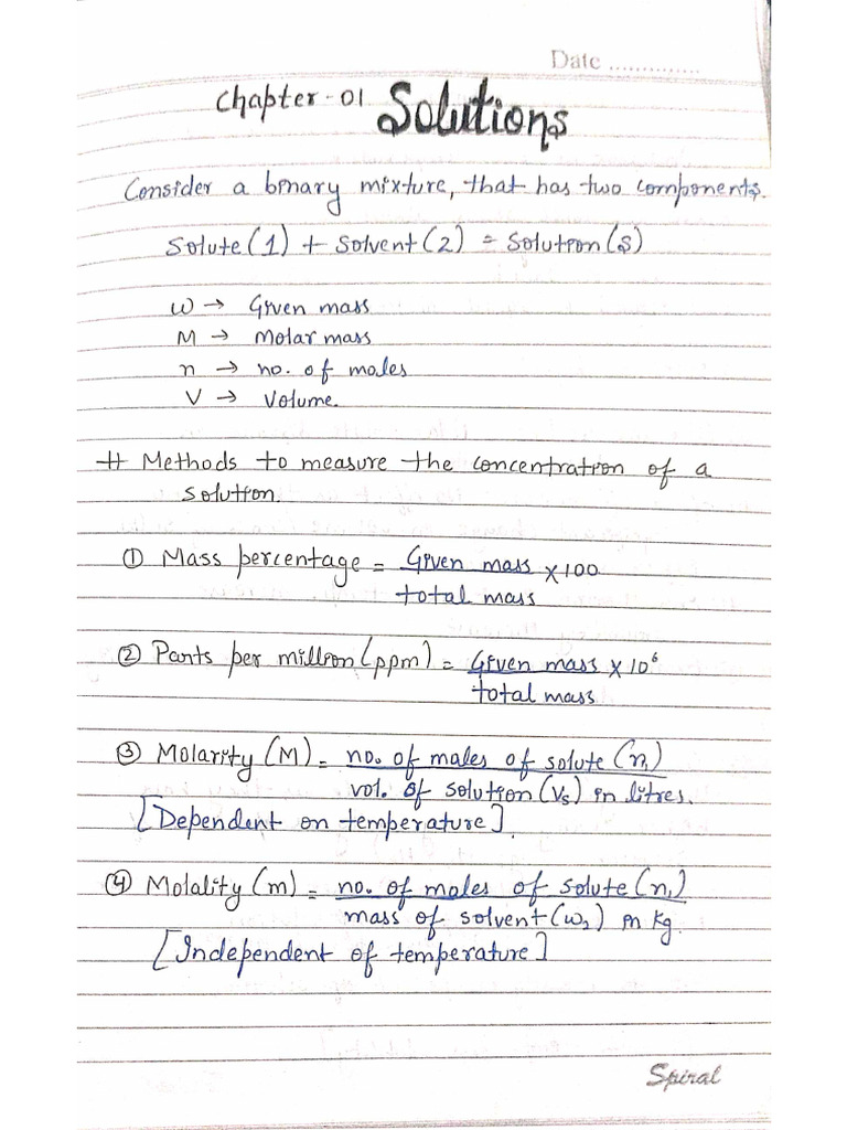 Ch-1 Solutions (Chemistry) | PDF