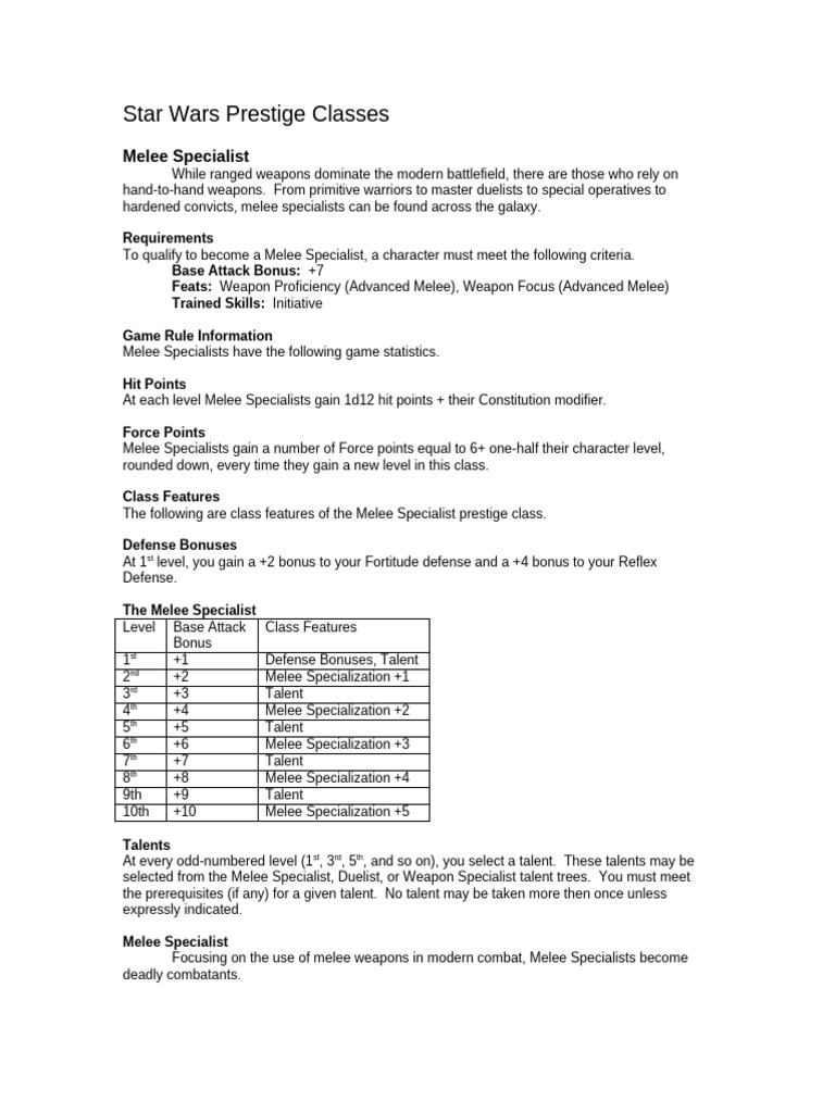 ErikModi's Saga Prestige Classes | PDF
