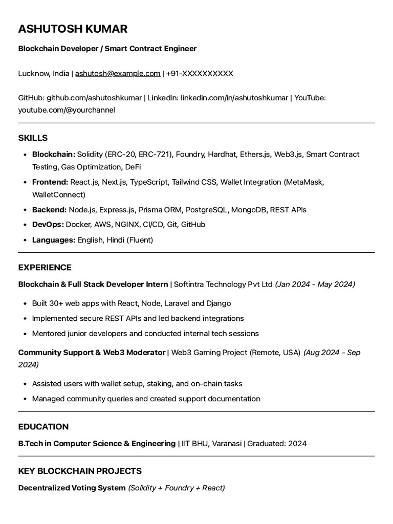 Ashutosh Kumar - Condensed CV | PDF