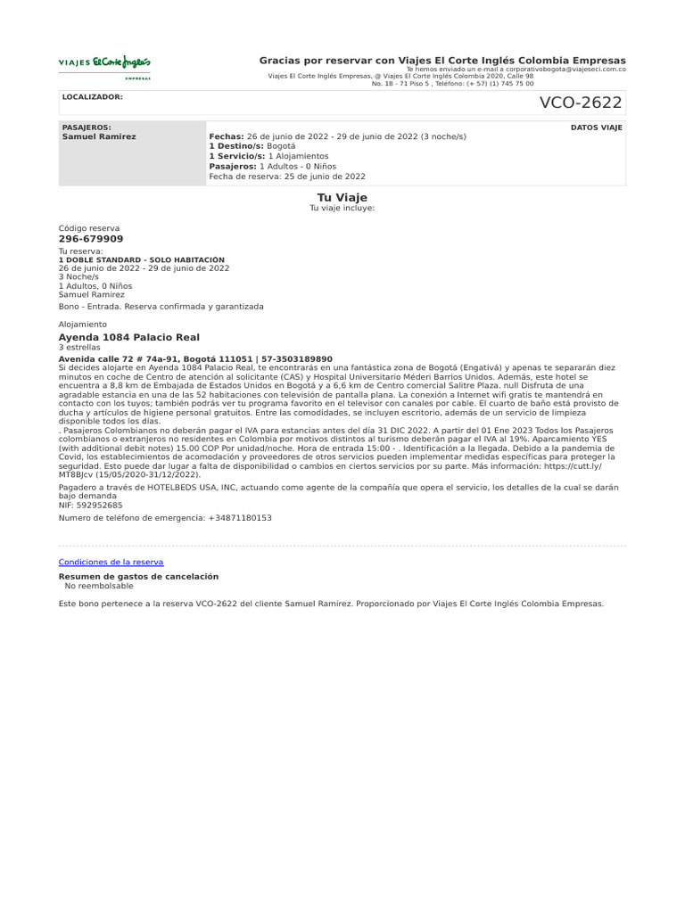 Voucher VCO 2622 | PDF | Bogotá