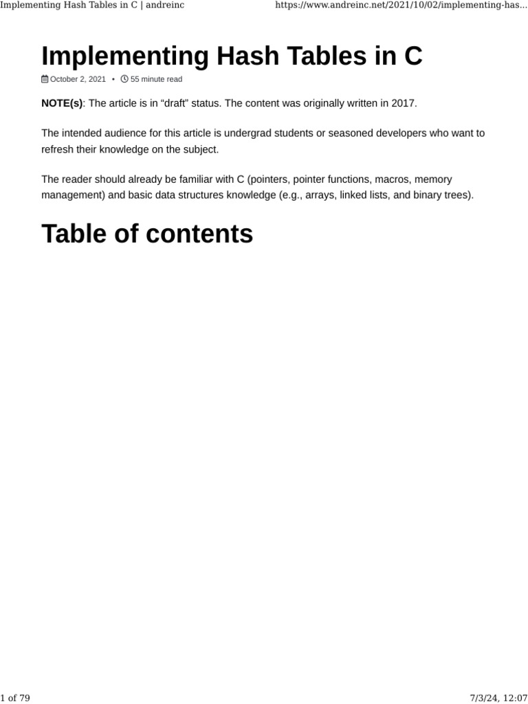 C Hash Table Implementation Guide | PDF | Computer Data | Computing