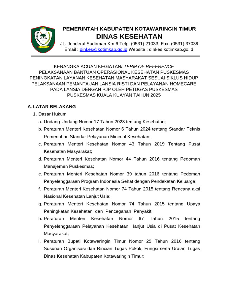 02.12 Tor Pemantauan Lansia Risti Dan Pelayanan Home Care | PDF