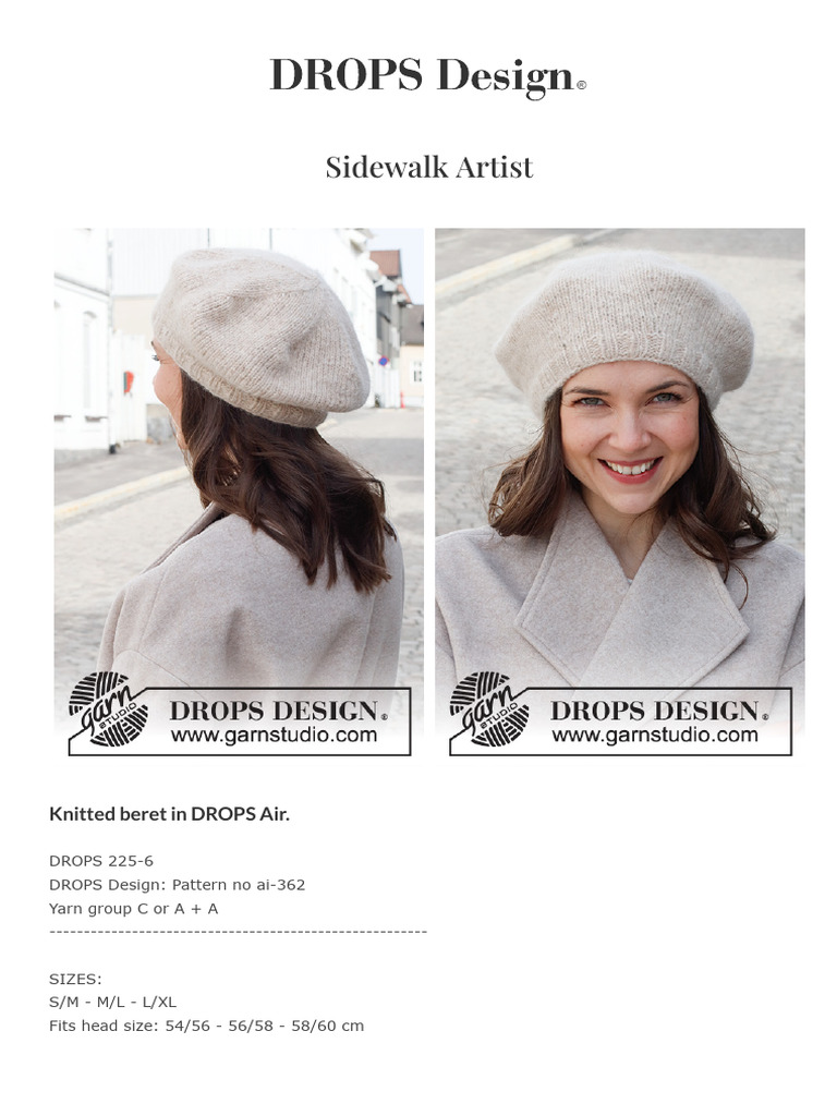 DROPS Beret Knitting Pattern Guide | PDF | Knitting | Knitting Needle