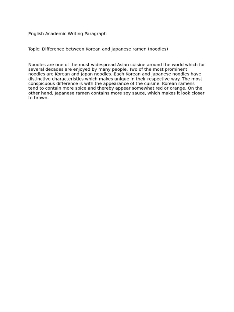 Academic Writing Paragraph Writing Assignment | PDF