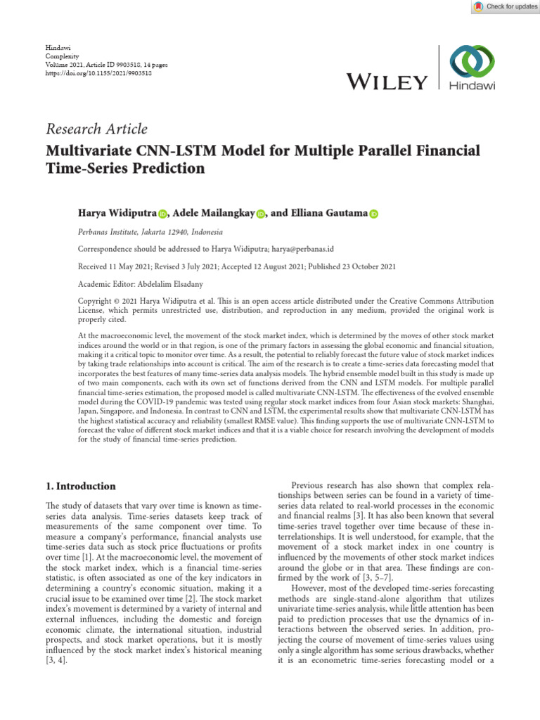 Complexity - 2021 - Widiputra - Multivariate CNN LSTM Model For ...