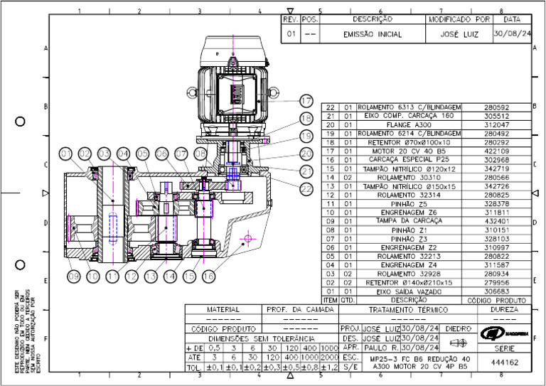 MP25-3 FC B6 Redução 40 A300 Motor 20 CV 4P B5 (441162) 2023 | PDF
