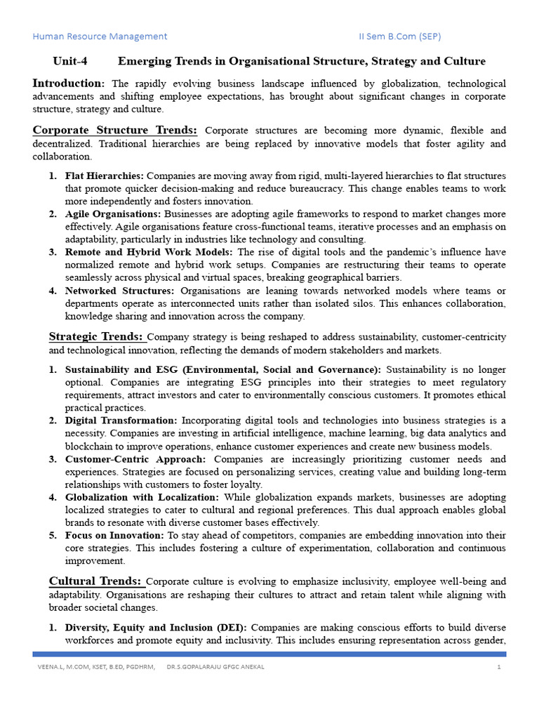 Unit-4 Human Resource Management - II Sem B.Com (SEP) | PDF ...
