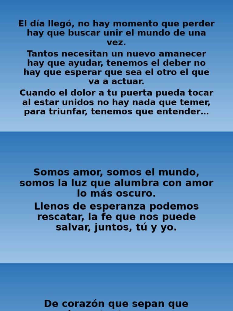 Letra Somos El Mundo | PDF