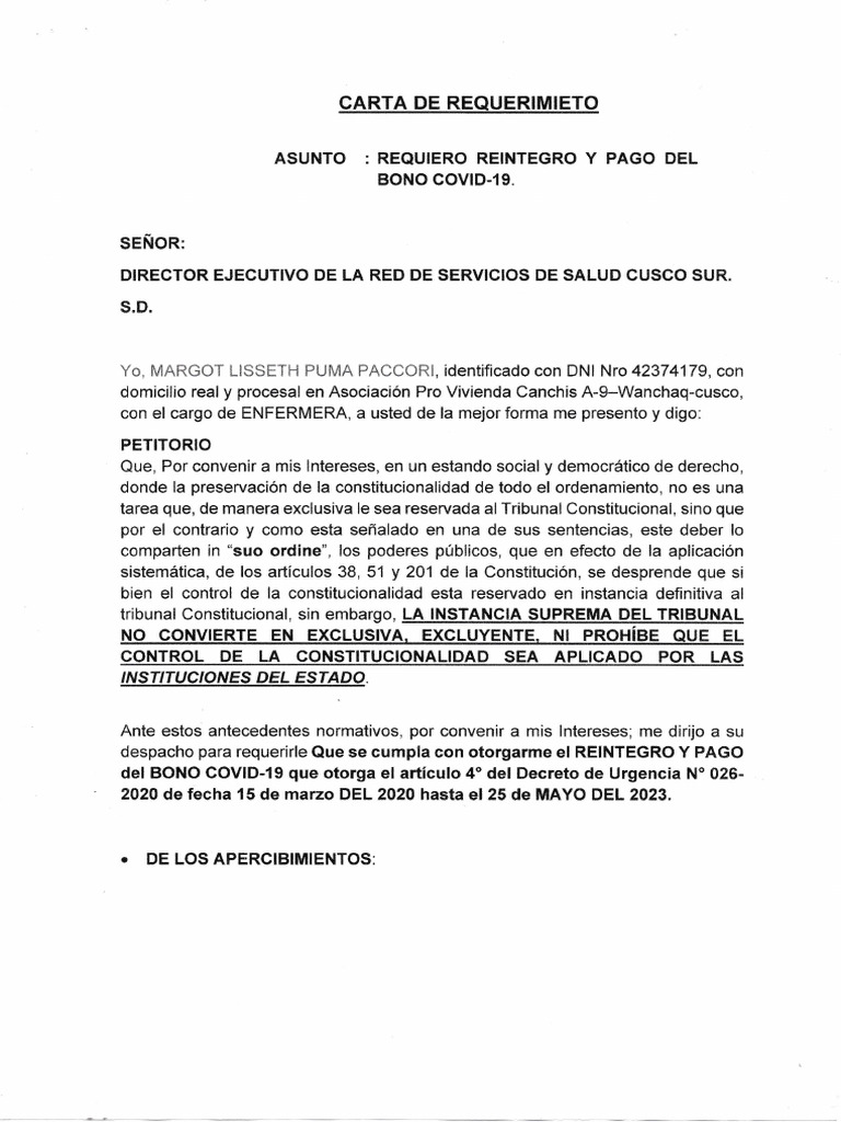 Carta de Requerimiento VVV | PDF | Justicia | Crimen y violencia