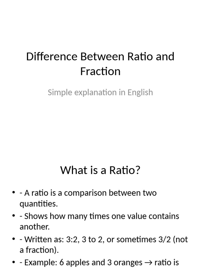 Ratio Vs Fraction Presentation | PDF