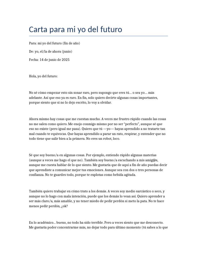 Carta para Mi Yo Del Futuro | PDF
