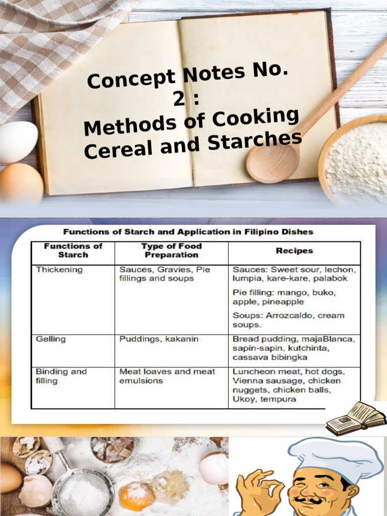Methods of Cooking Cereal and Starches | PDF | Pasta | Cooking