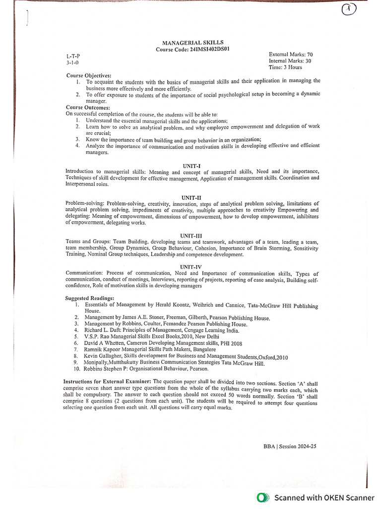 BBA 2nd Semester Syllabus (NEP-2020) | PDF