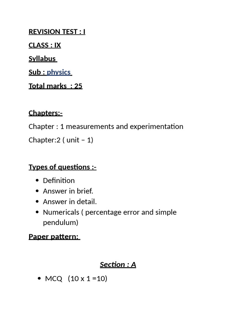 Phy Syllabus RT 1 | PDF