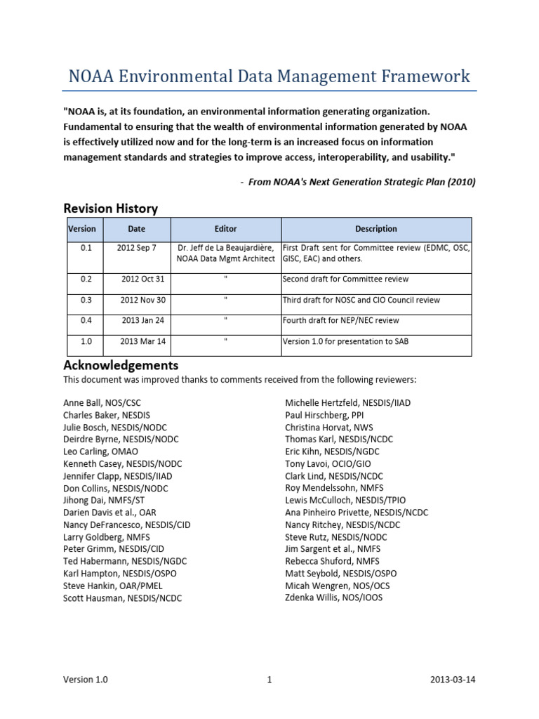 NOAA Environmental Data Management Framework v1 | PDF | Metadata | Data