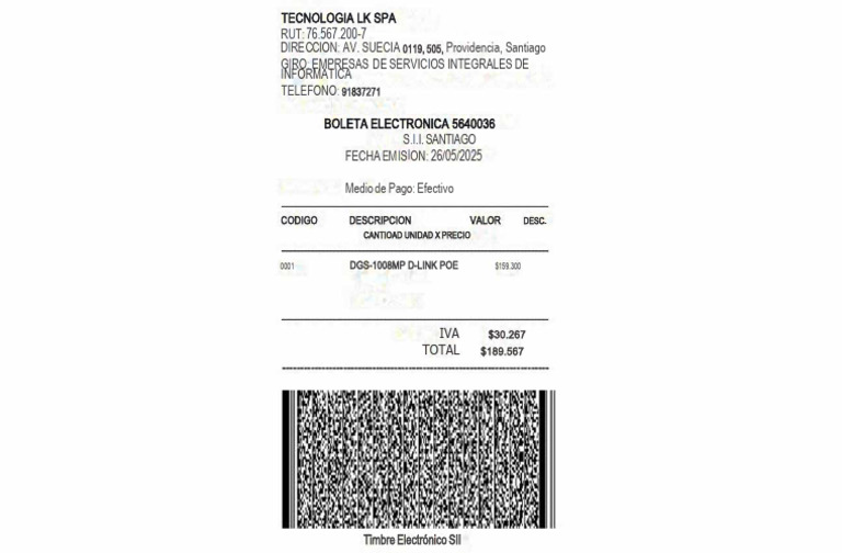 Factura Electrónica de Tecnología LK SPA | PDF