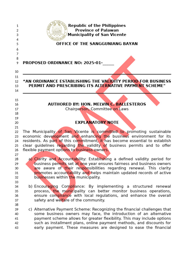 PO No. 2025-01 - Business Permit Validity - SB MCB | PDF | Regulatory ...
