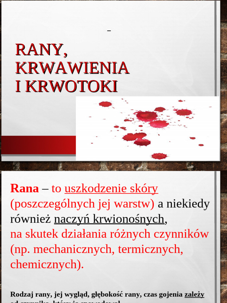 Rany, Krwawienia I Krwotoki | PDF